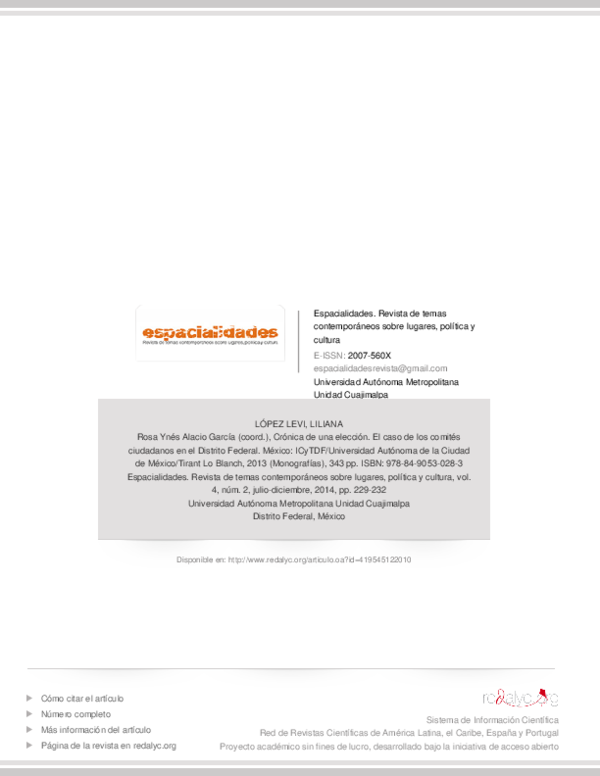 (PDF) Alacio García, Rosa Ynés (coord.). Crónica de una elección. El ...