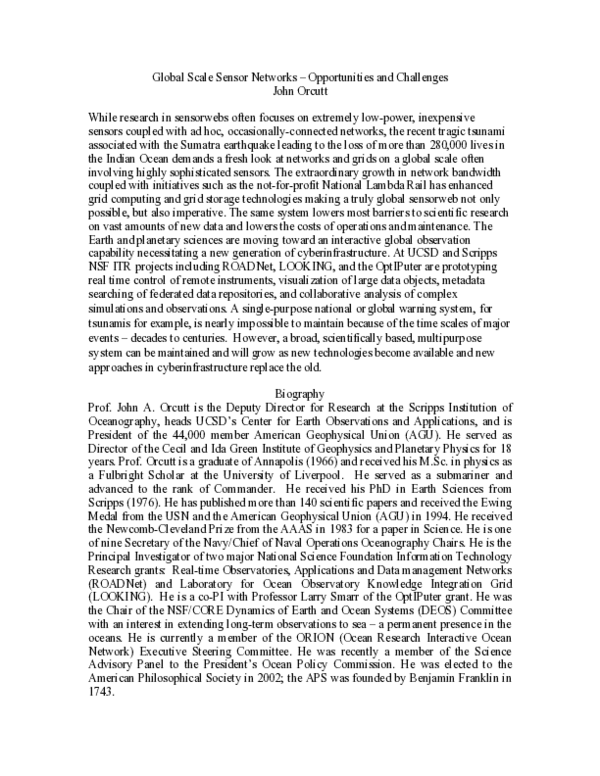 (PDF) Global scale sensor networks - opportunities and challenges (PDF) Global scale sensor networks - opportunities and challenges