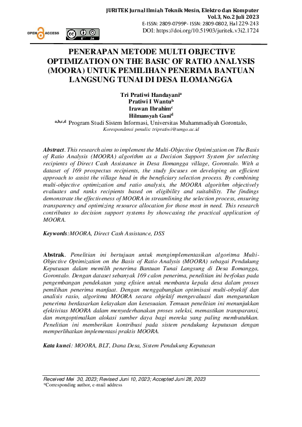 (PDF) Penerapan Metode Multi Objective Optimization on the Basic of ...
