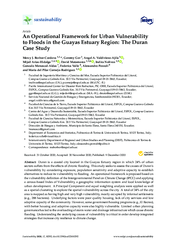 (PDF) An Operational Framework for Urban Vulnerability to Floods in the Guayas Estuary Region ...
