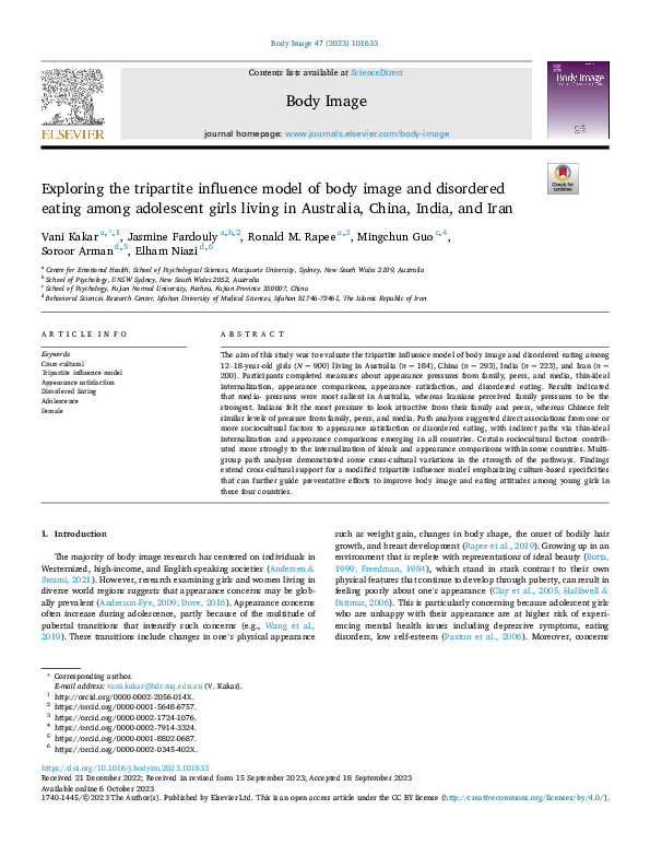 (PDF) Exploring the tripartite influence model of body image and ...