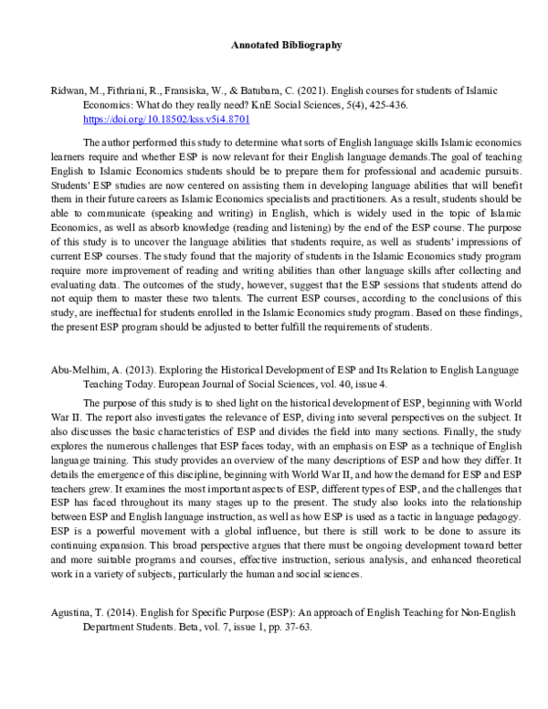 Doc Annotated Bibliography Writing Nurul Fatwa