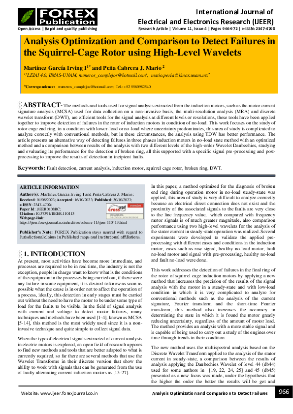 (PDF) Analysis Optimization and Comparison to Detect Failures in the Squirrel-Cage Rotor using ...