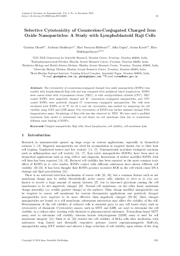 (PDF) Selective Cytotoxicity of Counterion-Conjugated Charged Iron ...
