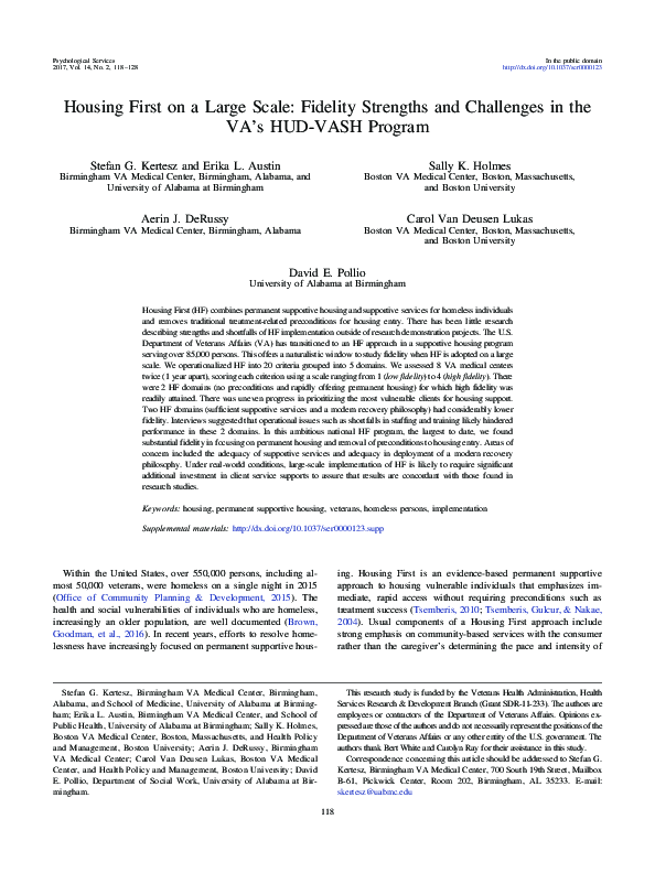 (PDF) Housing first on a large scale: Fidelity strengths and challenges ...