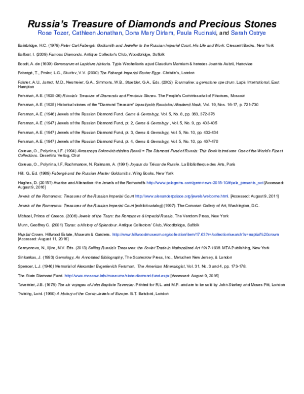 (PDF) Russia's Treasure of Diamonds and Precious Stones