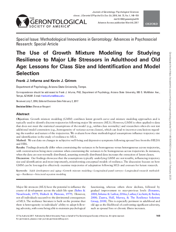 (PDF) The Use of Growth Mixture Modeling for Studying Resilience to ...