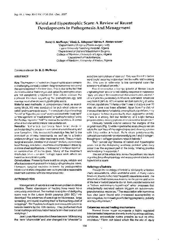 (PDF) Keloid and hypertrophic scars: a review of recent developments in ...