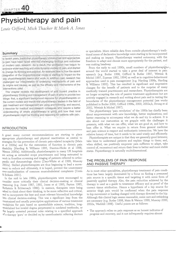 (PDF) Physiotherapy and pain