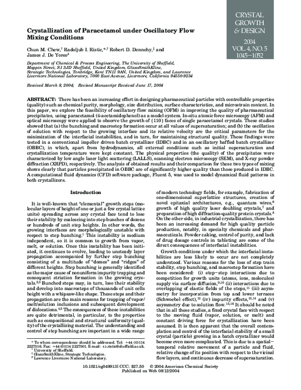 (PDF) Crystallization of Paracetamol under Oscillatory Flow Mixing ...