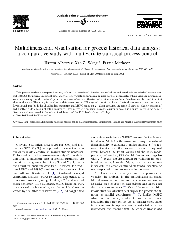 (PDF) VISUALIZATION OF PROCESS DATA WITH BIPLOTS | Chris Aldrich - Academia.edu