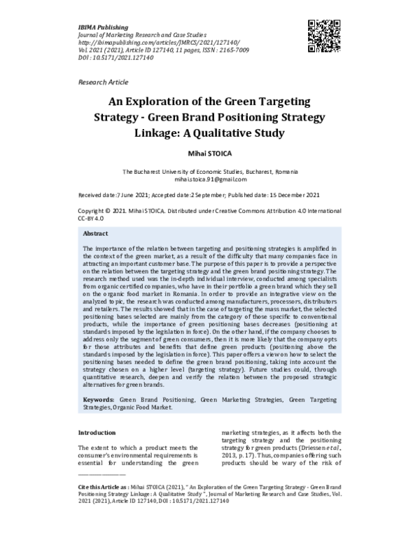 (PDF) An Exploration of the Green Targeting Strategy – Green Brand ...