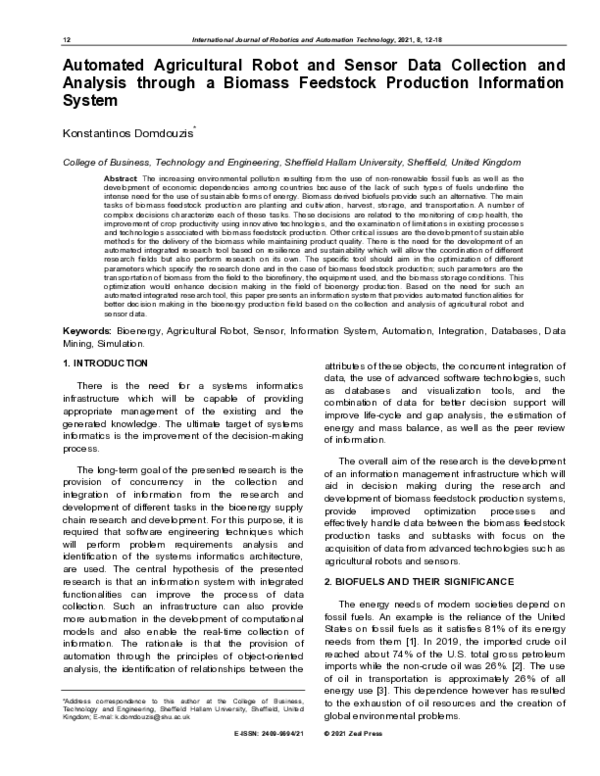 (PDF) Automated Agricultural Robot and Sensor Data Collection and ...