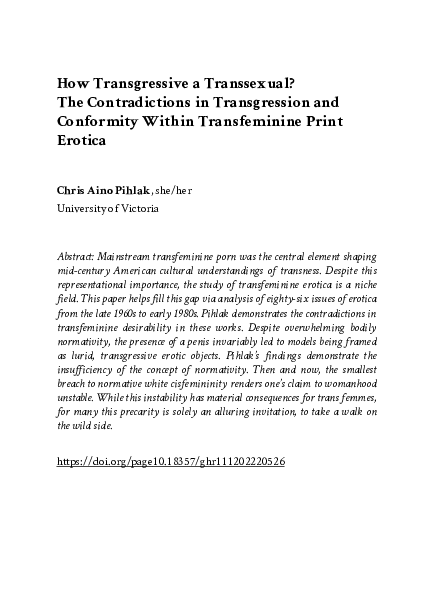 (PDF) How Transgressive a Transsexual? The Contradictions in ...