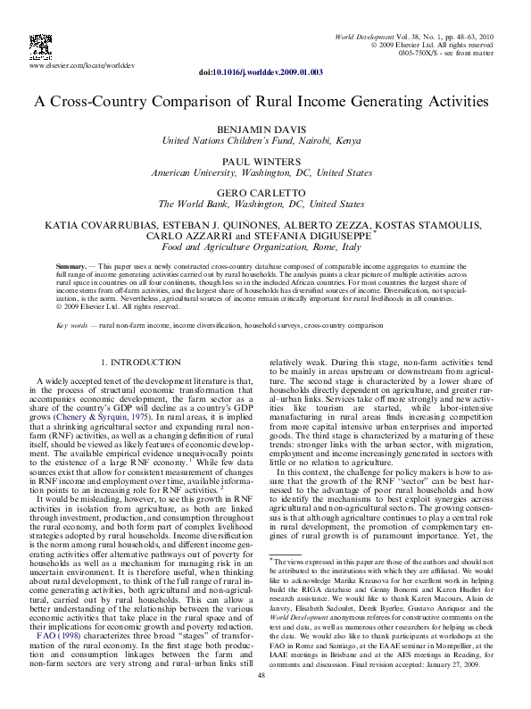 (PDF) A Cross-Country Comparison of Rural Income Generating Activities ...