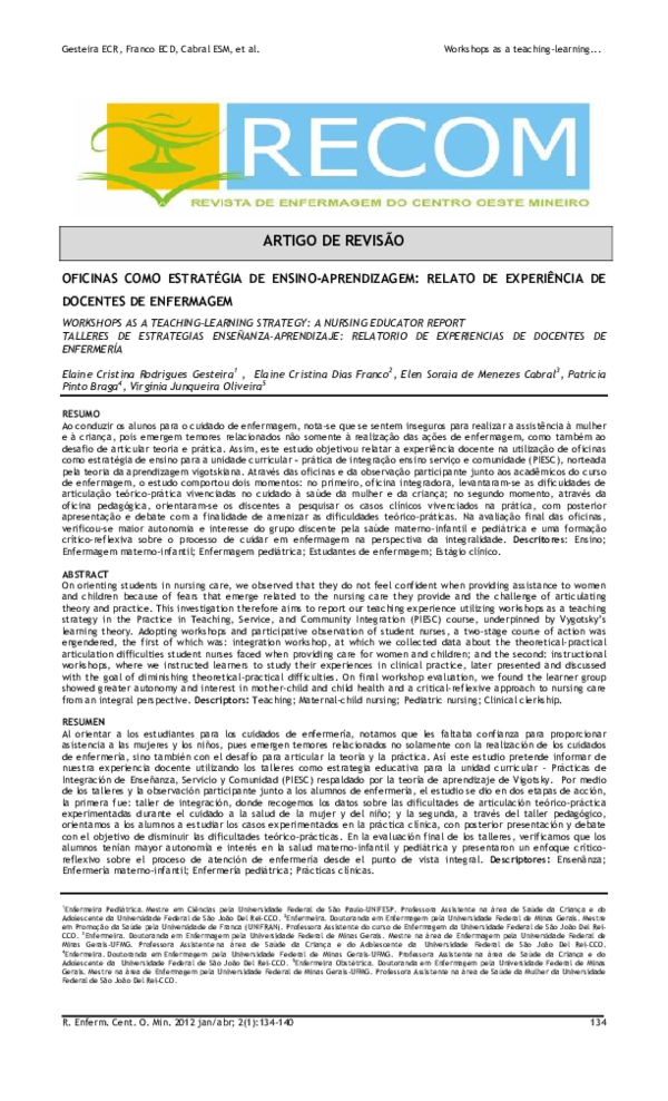 (PDF) Workshops as a Teaching-Learning Strategy: A Nursing Educator Report Talleres De ...