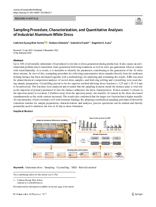 (PDF) Sampling Procedure, Characterization, and Quantitative Analyses of Industrial Aluminum ...