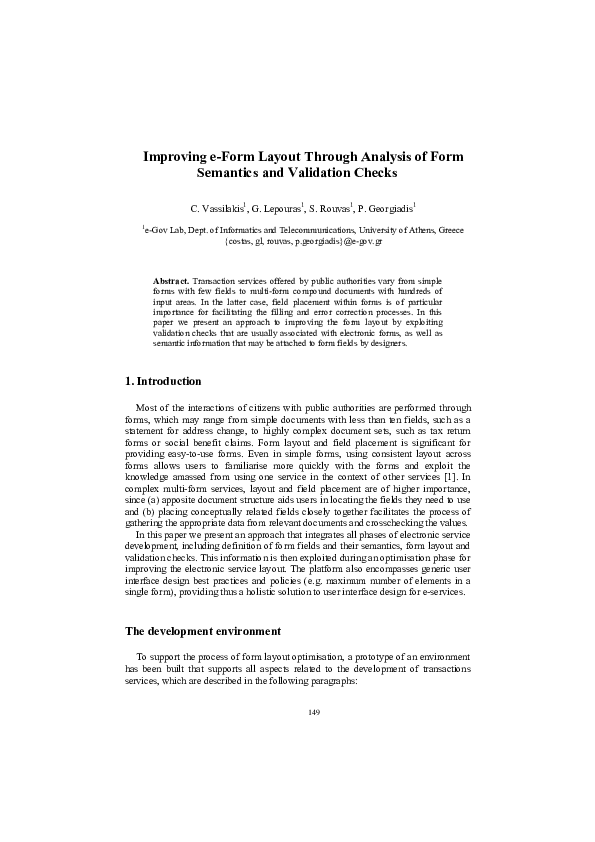 (PDF) Improving e-Form Layout Through Analysis of Form Semantics and Validation Checks
