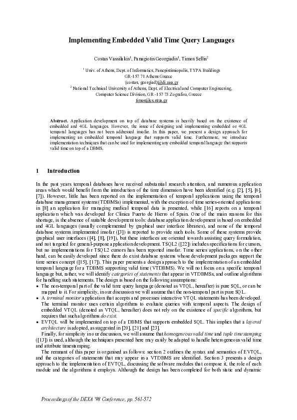 (PDF) Implementing embedded valid time query languages