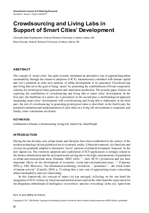 (PDF) Crowdsourcing and Living Labs in Support of Smart Cities' Development
