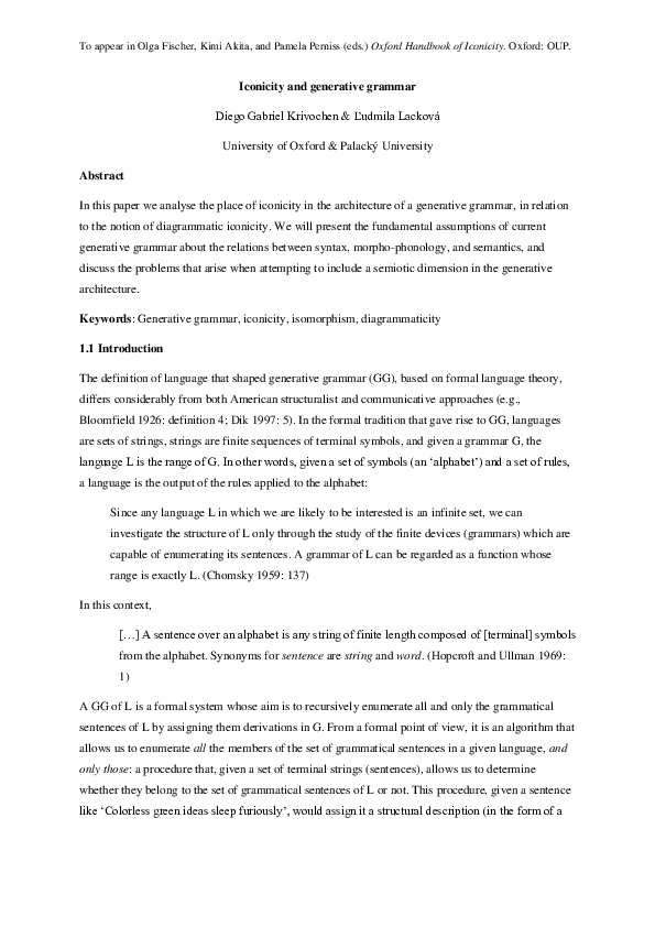 (PDF) Iconicity and generative grammar