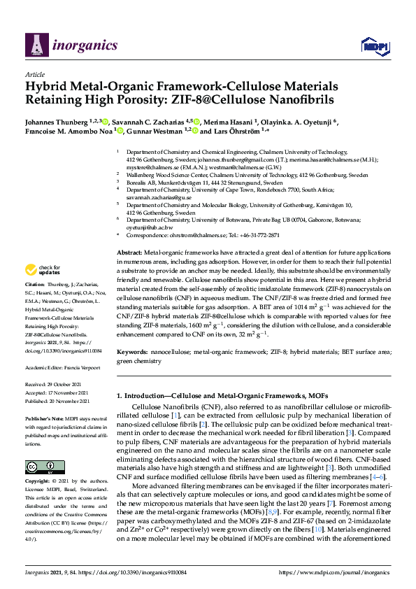 (PDF) Hybrid Metal-Organic Framework-Cellulose Materials Retaining High ...