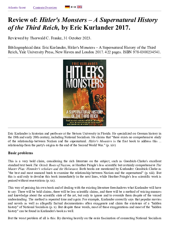 (PDF) Review of: Hitler's Monsters, by Eric Kurlander 2017