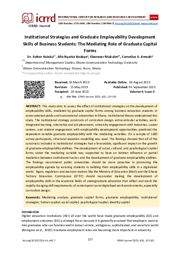 (PDF) Institutional Strategies and Graduate Employability Development ...