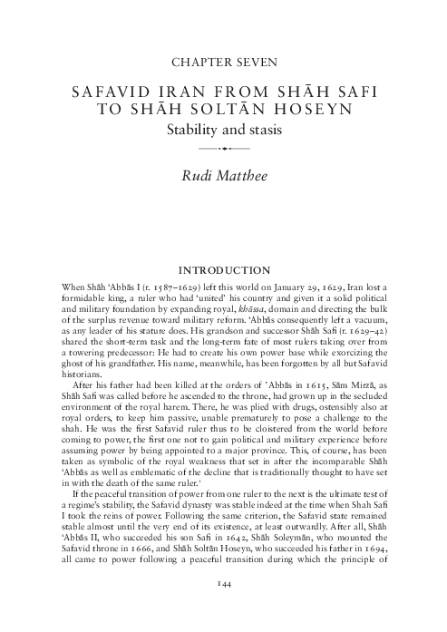 (PDF) From Shah Safi to Shah Soltan Hoseyn: Stability and stasis