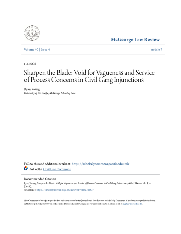 (PDF) Sharpen the Blade: Void for Vagueness and Service of Process ...