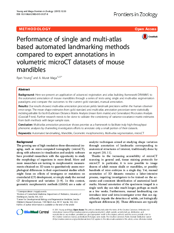 (PDF) Performance of single and multi-atlas based automated landmarking ...