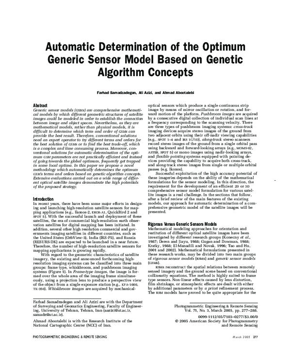 (PDF) Automatic Determination of the Optimum Generic Sensor Model Based on Genetic Algorithm ...