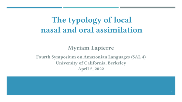 (PDF) The Typology of Local Nasal and Oral Assimilation