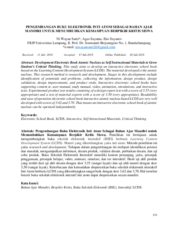 (PDF) Pengembangan Buku Elektronik Inti Atom Sebagai Bahan Ajar Mandiri ...