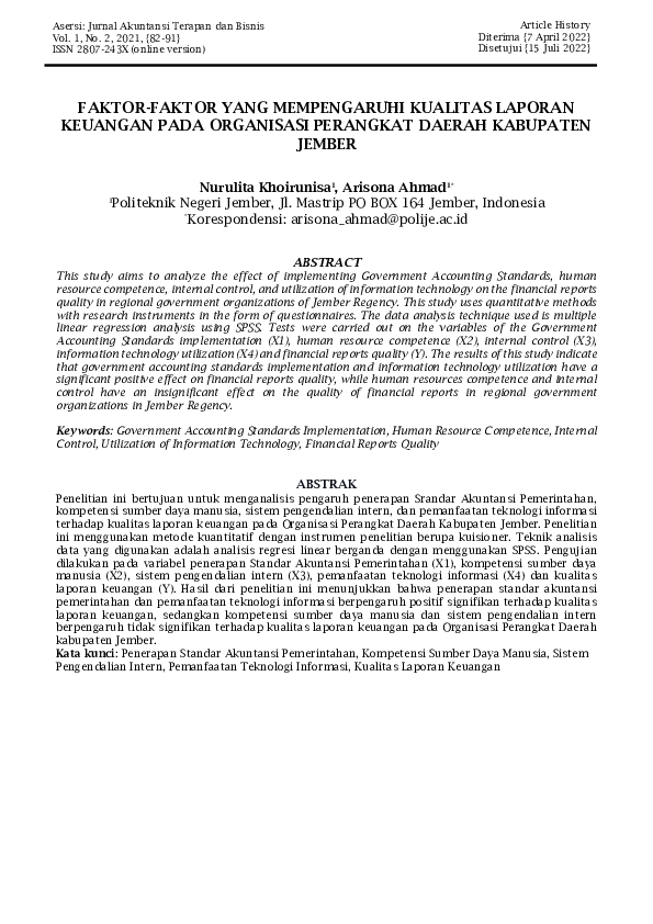 (PDF) Faktor-Faktor Yang Mempengaruhi Kualitas Laporan Keuangan Pada Organisasi Perangkat Daerah ...