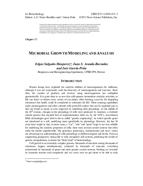 (PDF) Microbial growth modeling and analysis