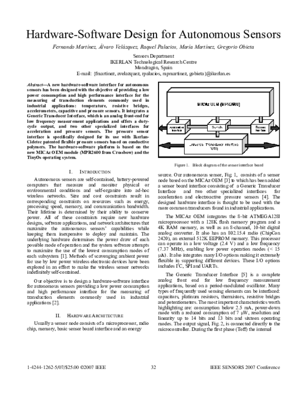 (PDF) Efficient Hardware-Software Design for Autonomous Sensors