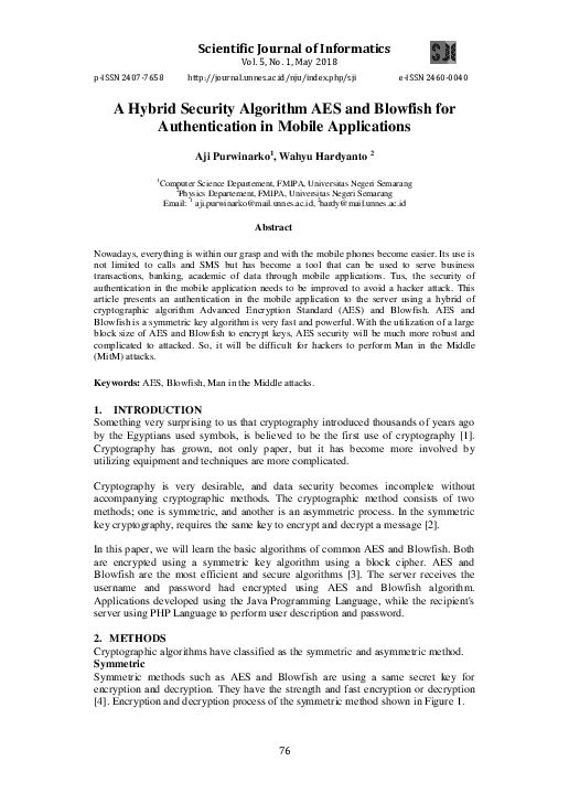(PDF) A Hybrid Security Algorithm AES and Blowfish for Authentication in Mobile Applications ...