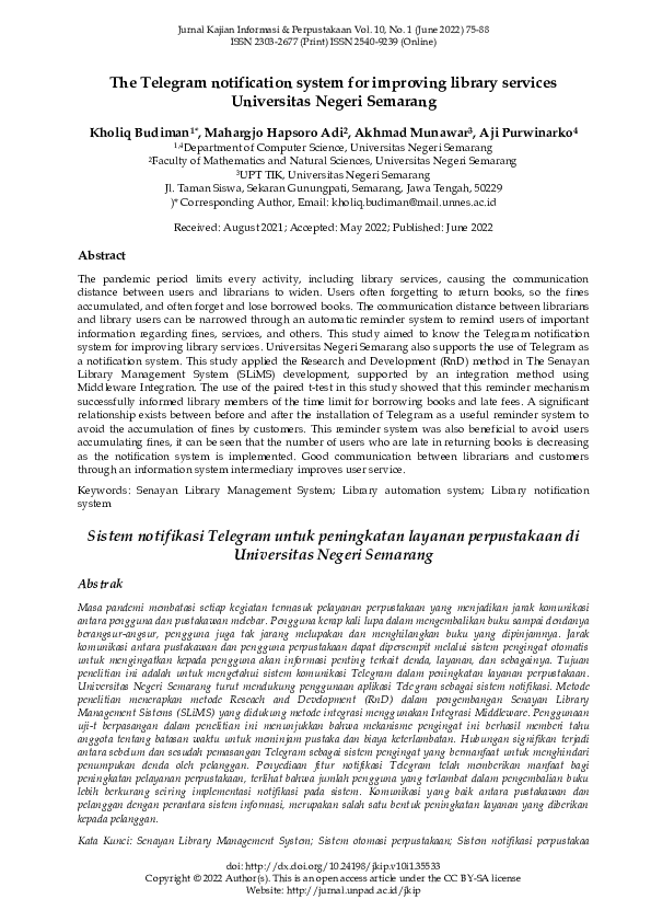 (PDF) The Telegram notification system for improving library services ...