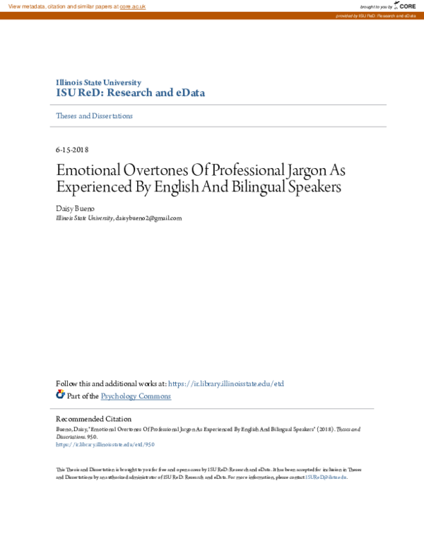 (PDF) Emotional Overtones Of Professional Jargon As Experienced By ...
