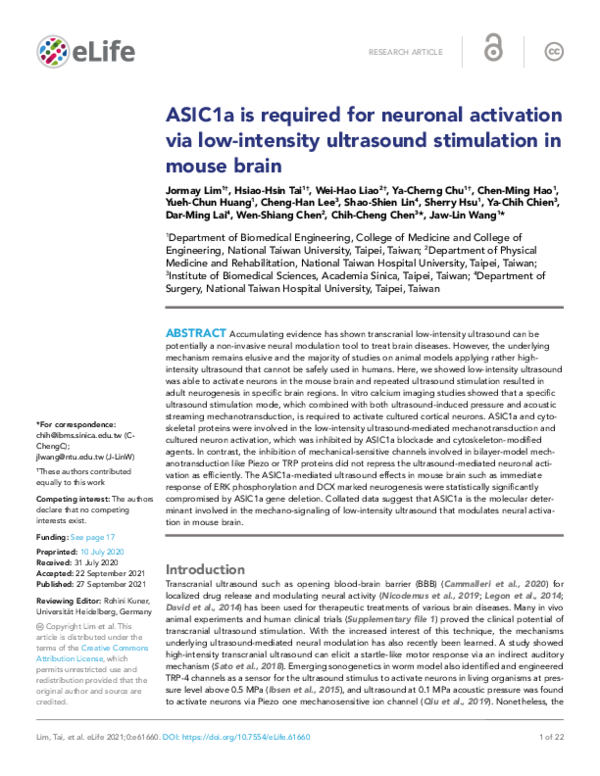 (PDF) ASIC1a is required for neuronal activation via low-intensity ...