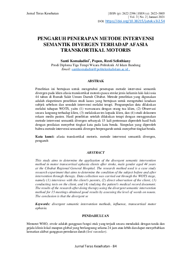 (PDF) Pengaruh Penerapan Metode Intervensi Semantik Divergen Terhadap ...