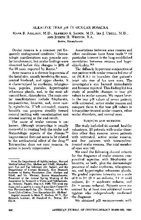 (PDF) Alkaline Tear pH in Ocular Rosacea