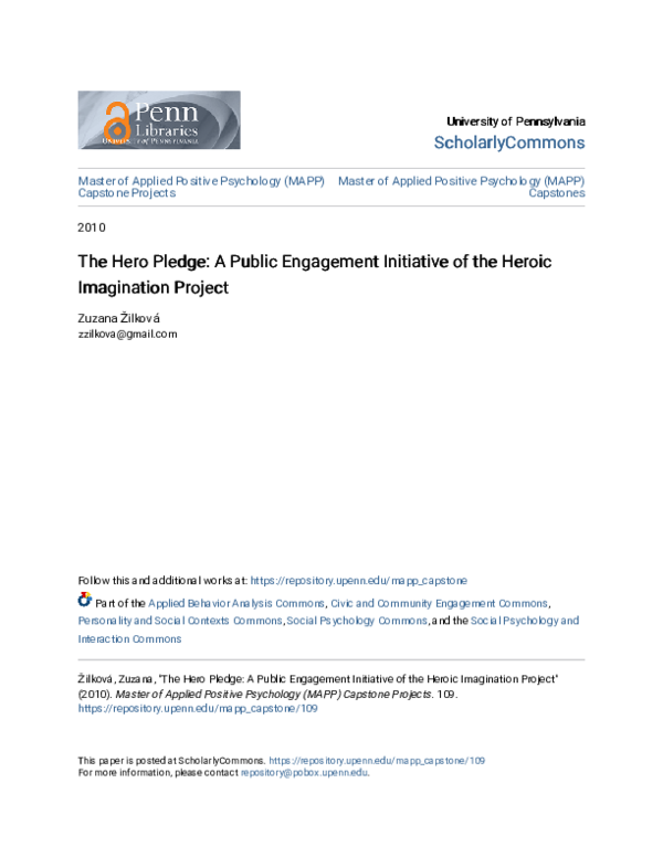 (PDF) The Hero Pledge: A Public Engagement Initiative of the Heroic ...