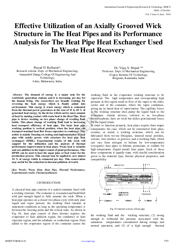 (PDF) Effective Utilization of an Axially Grooved Wick Structure in The Heat Pipes and its ...