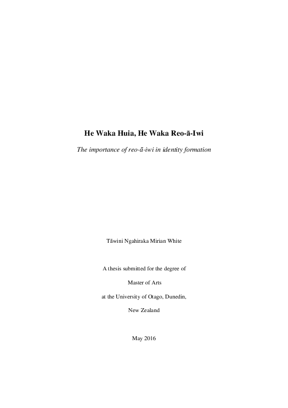 (PDF) He Waka Huia, He Waka Reo-ā-Iwi : The importance of reo-ā-iwi in ...