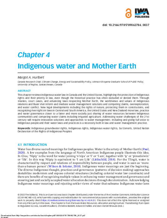 (PDF) Indigenous water and Mother Earth