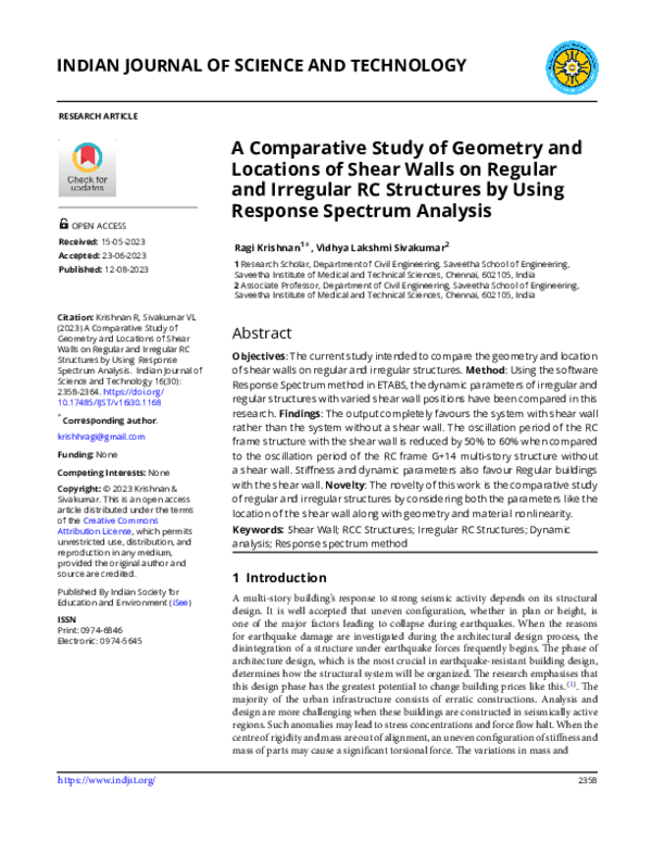 (PDF) A Comparative Study of Geometry and Locations of Shear Walls on Regular and Irregular RC ...