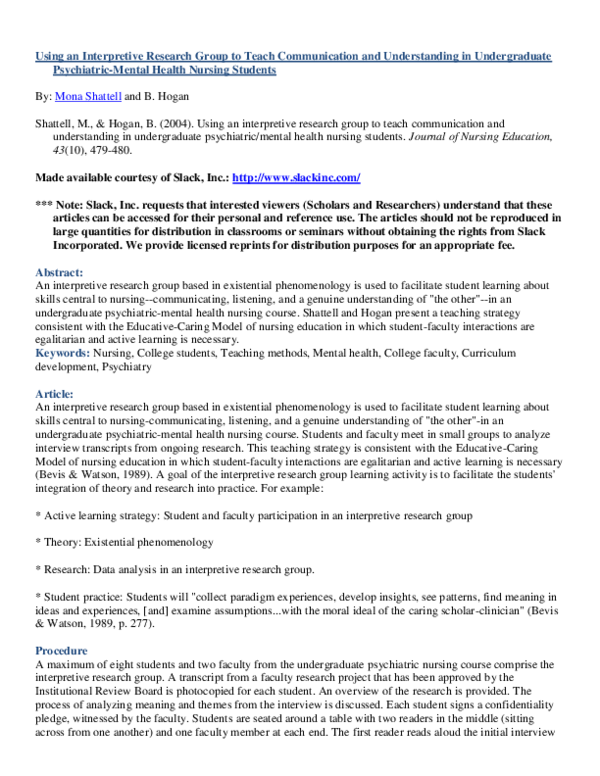 (PDF) Using an interpretive research group to teach communication and ...