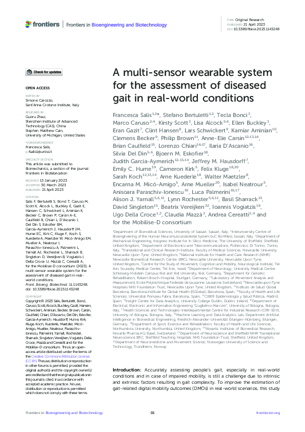 Pdf A Multi Sensor Wearable System For The Assessment Of Diseased